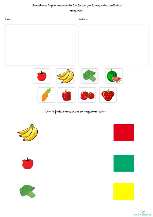 Frutas y verduras. Ficha interactiva | TopWorksheets