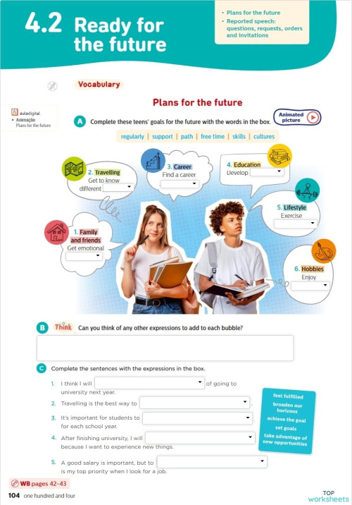 9 4.2 Plans for the Future (pp. 104. 105). Interactive worksheet ...