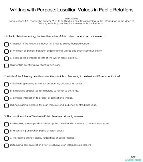 Values: interactive worksheets and online exercises | TopWorksheets
