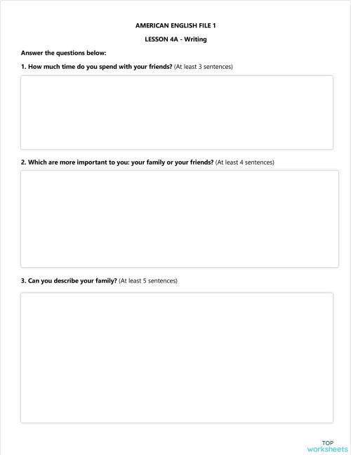 AEF1 - 4A - Topic Writing. Interactive worksheet | TopWorksheets