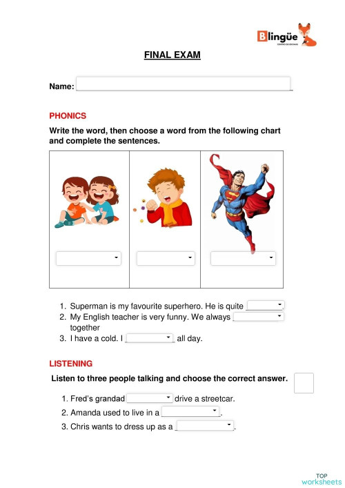 FINAL EXAM - FLYERS 13 (SJ6 -5). Interactive worksheet | TopWorksheets