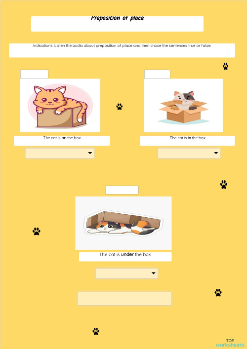 Preposition of place. Interactive worksheet | TopWorksheets