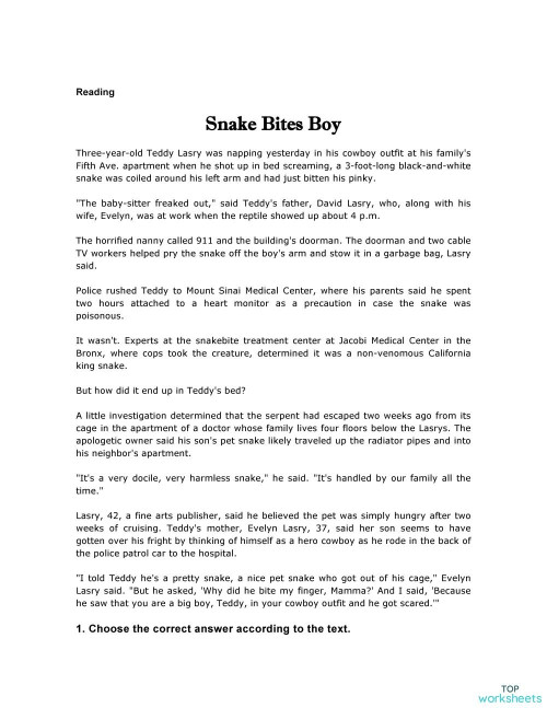 Reading Exam A13 Interactive Worksheet Topworksheets
