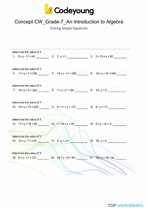 Solving Simple Equations Concept Cw Interactive. Interactive Worksheet 