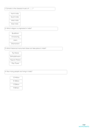 Indian Culture. Interactive worksheet | TopWorksheets