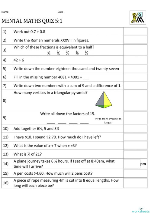 2009 Year 7 Naplan. Interactive worksheet | TopWorksheets