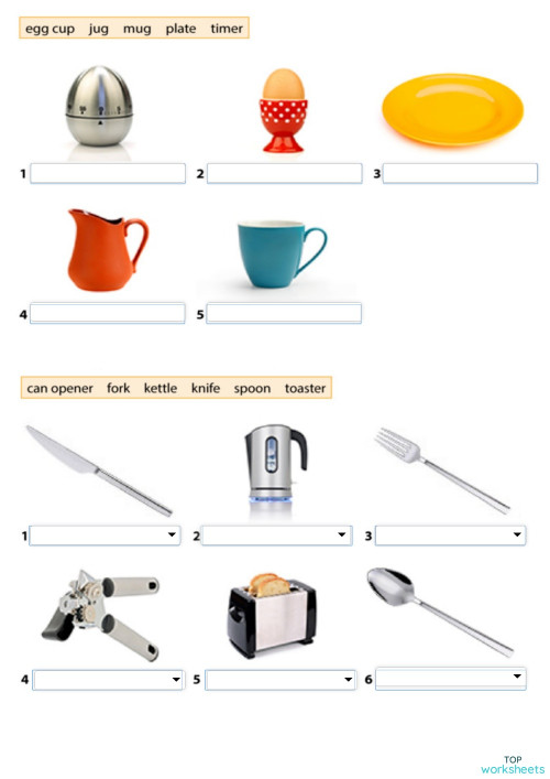 Kitchen gadgets. Interactive worksheet | TopWorksheets