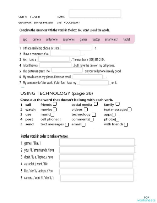 SIMPLE PRESENT-VOCABULARY. Interactive worksheet | TopWorksheets