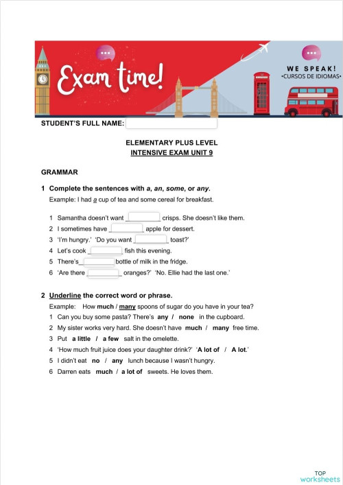 Intensive exam unit 9. Interactive worksheet | TopWorksheets