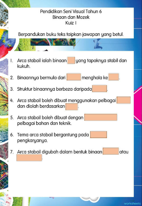PSV T6 - BINAAN DAN MOZEK 1. Interactive worksheet | TopWorksheets