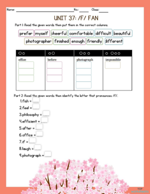 Unit 37: /f/ fan. Interactive worksheet | TopWorksheets