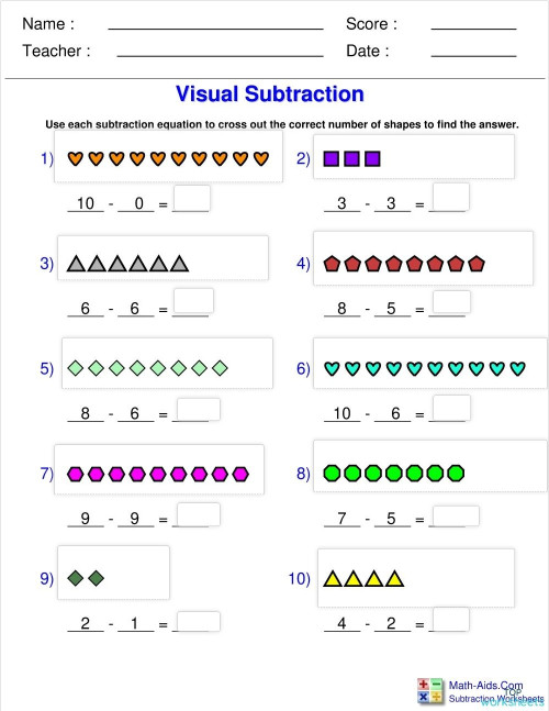 Visual Subtraction 2. Interactive worksheet | TopWorksheets