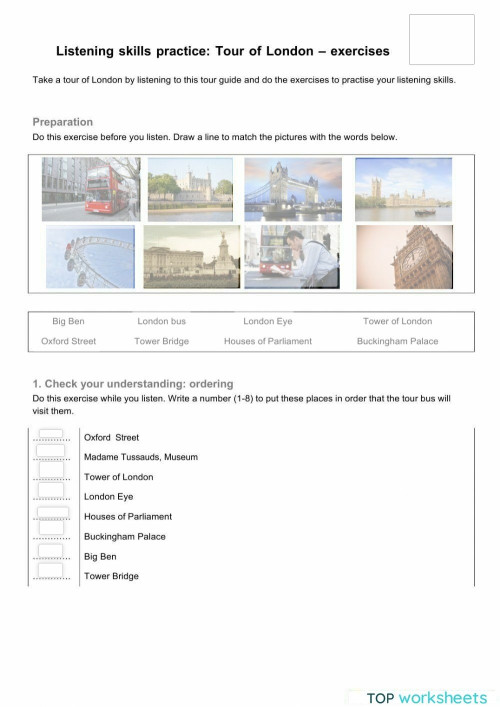 Tour of london. Interactive worksheet | TopWorksheets