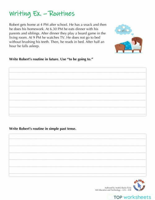 Writing Ex. - Routines in Future and Past. Interactive worksheet ...