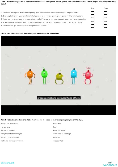 Lesson 3: Emotional intelligence. Interactive worksheet | TopWorksheets