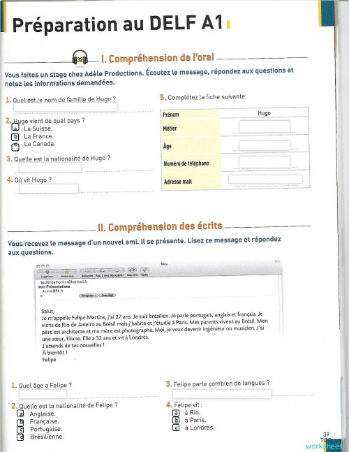 Préparation au DELF A1. Fiche interactive | TopWorksheets