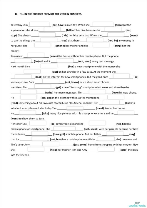 A1 MIXED TENSES. Interactive worksheet | TopWorksheets