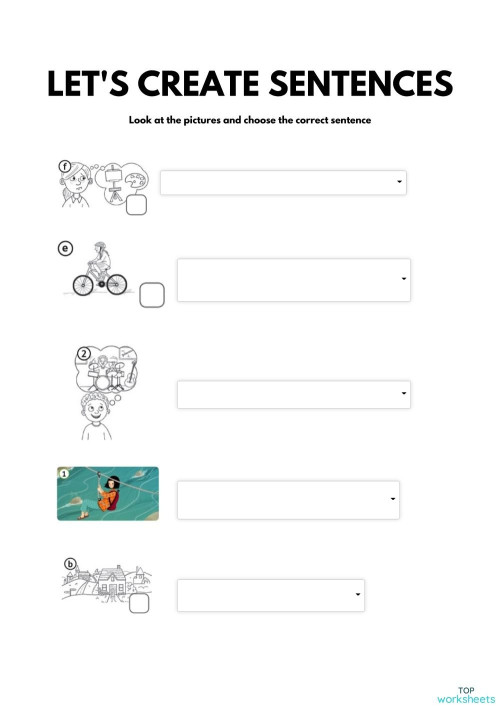 Let's create sentences. Interactive worksheet | TopWorksheets