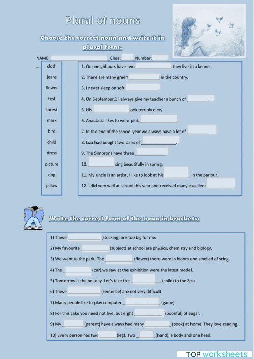 Plural of nouns. Interactive worksheet | TopWorksheets