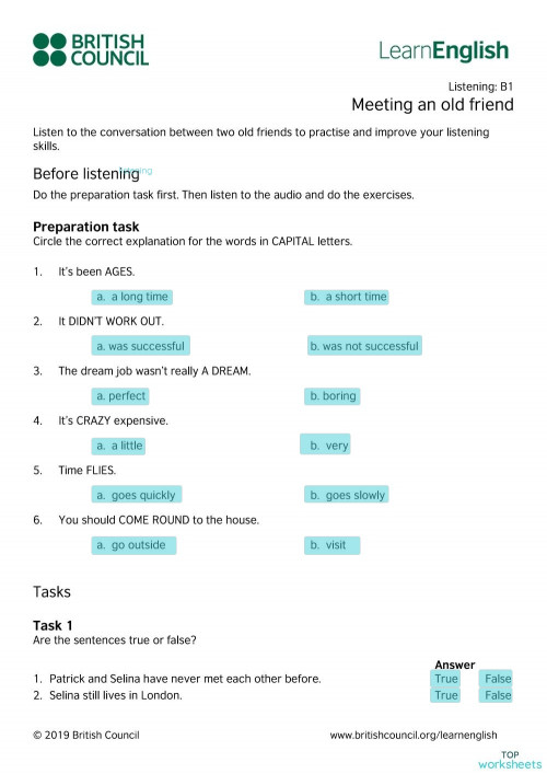 PAE - LISTENING 6TO. Interactive worksheet | TopWorksheets
