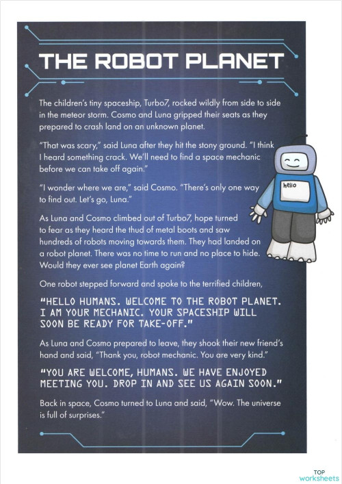 Lesson 48 The Robot Planet. Interactive worksheet | TopWorksheets