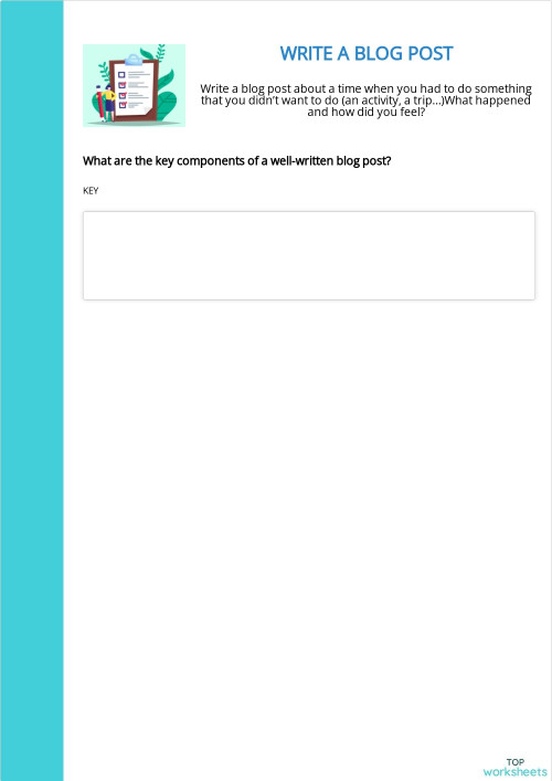WRITE A BLOG POST. Interactive worksheet | TopWorksheets