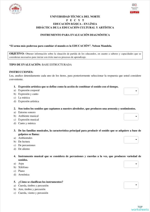 EVALUACIÓN DIAGNÓSTICA_DIECA_7S. Ficha interactiva | TopWorksheets