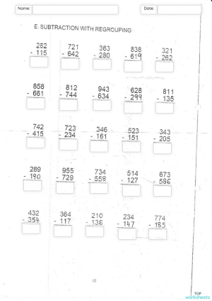 Subtraction with Regrouping Y2. Interactive worksheet | TopWorksheets