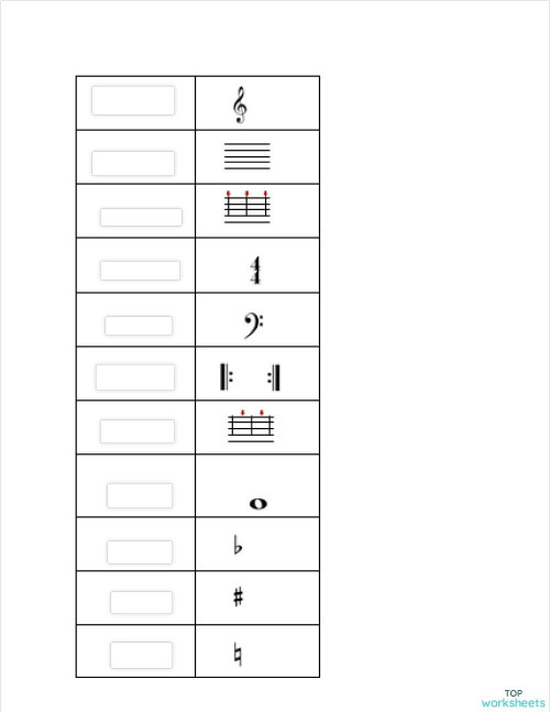 MP1 Music Symbol Review. Interactive worksheet | TopWorksheets