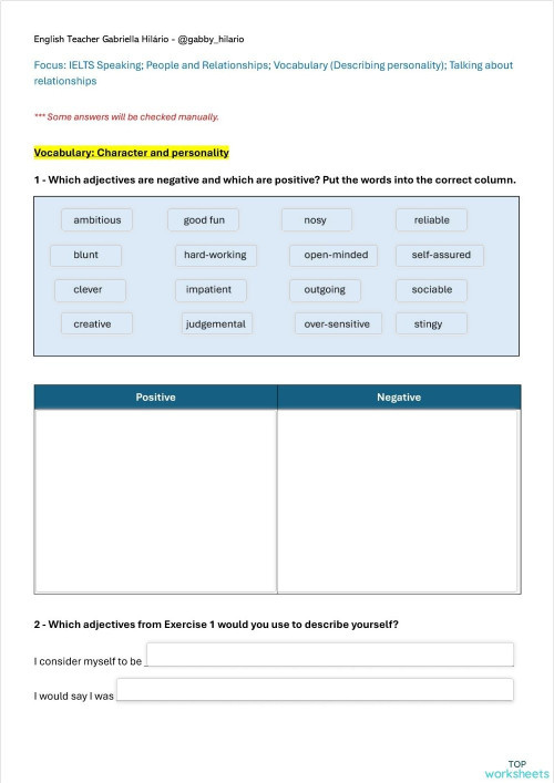 Speaking for IELTS 1 - Lesson 1.1. Interactive worksheet | TopWorksheets