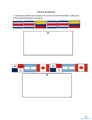 Práctica patrones y banderas. Ficha interactiva | TopWorksheets