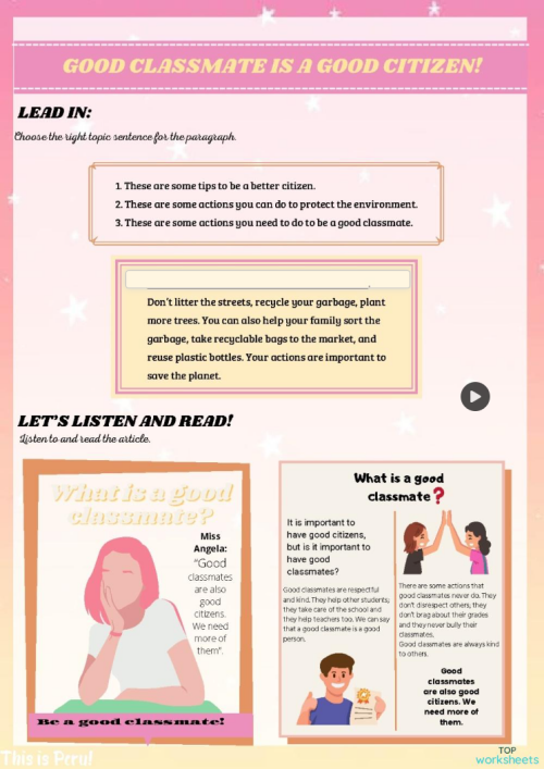 Exp 9.4: A1 Good Classmate is a Good Citizen! Tercero. Interactive ...