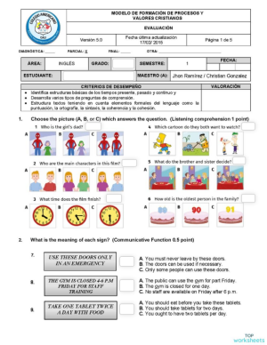 1 Mid-Term Evaluation. Interactive worksheet | TopWorksheets
