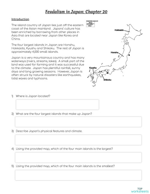 Feudalism in Japan. Interactive worksheet | TopWorksheets
