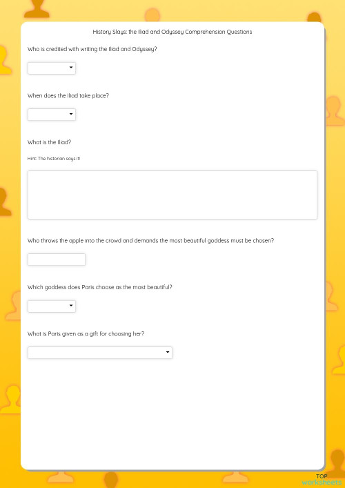 History Slays: the Iliad and Odyssey Comprehension Questions ...