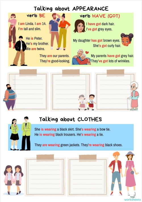 Describing appearance and clothes. Interactive worksheet | TopWorksheets