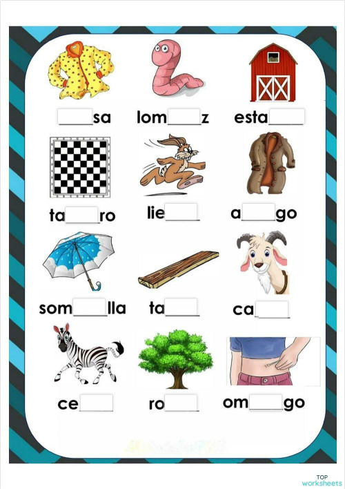 trabadas con b. Ficha interactiva | TopWorksheets