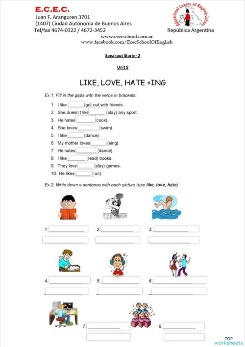 LIKE LOVE HATE. Interactive worksheet | TopWorksheets
