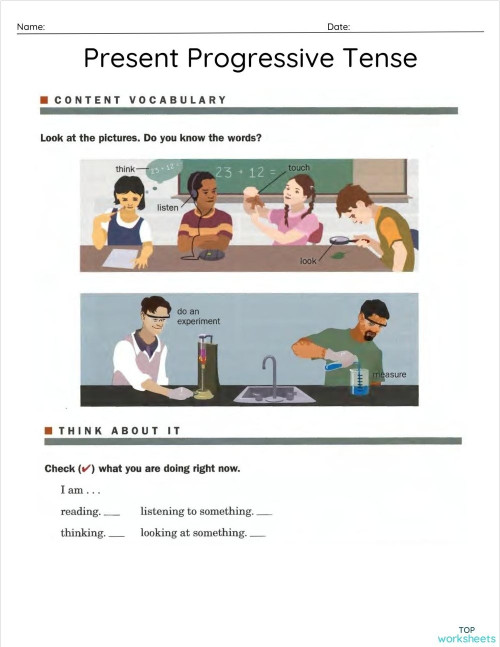 Present Progressive 1. Interactive worksheet | TopWorksheets