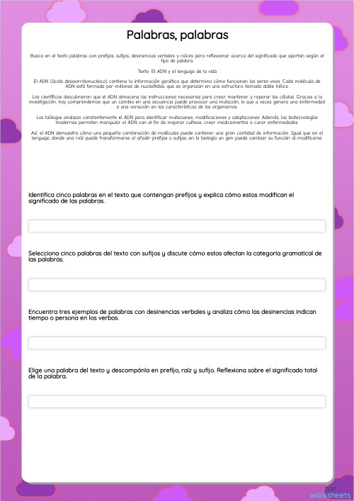 Prefijos y Sufijos. Ficha interactiva | TopWorksheets