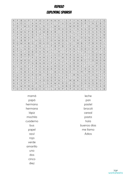 Repaso wordsearch. Ficha interactiva | TopWorksheets