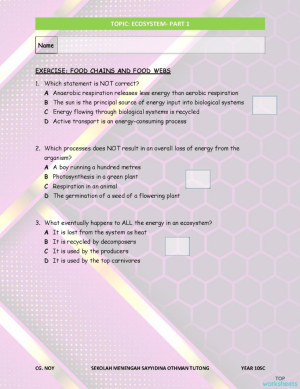 ECOSYSTEM- PART 1. Interactive worksheet | TopWorksheets