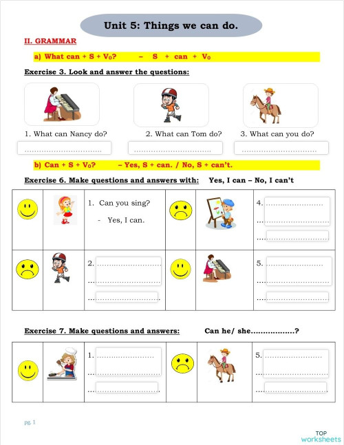 GS4.5 - Things we can do - Grammar 1. Interactive worksheet | TopWorksheets