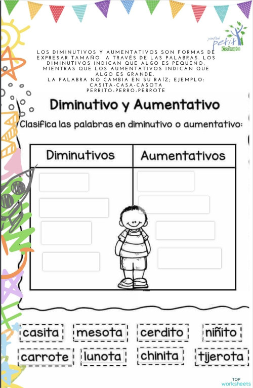 Aumentativos y diminutivos: fichas interactivas y ejercicios online ...