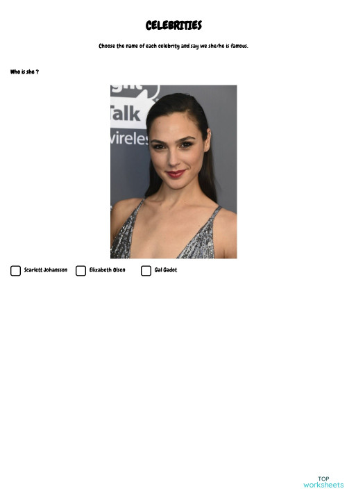 CELEBRITIES. Interactive worksheet | TopWorksheets