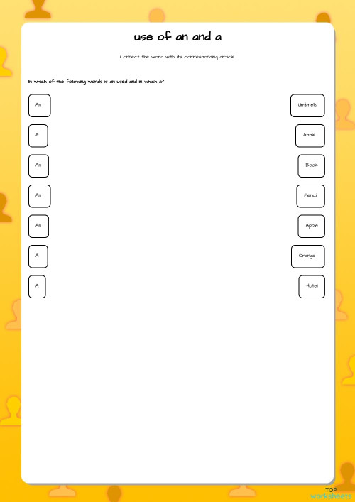 use of an and a. Interactive worksheet | TopWorksheets
