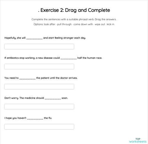 . Exercise 2: Drag and Complete. Interactive worksheet | TopWorksheets
