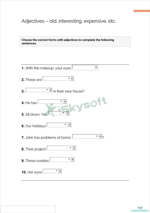 Adjetives and comparatives. Interactive worksheet | TopWorksheets