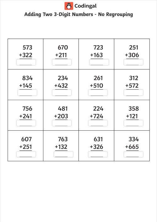 M_G02M05L21_WC02_Addition without regrouping. Interactive worksheet | TopWorksheets
