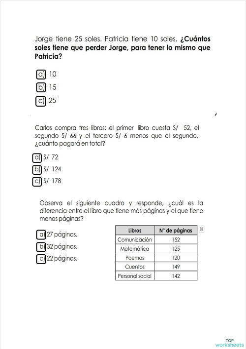 PROBLEMAS DE DOS ETAPAS. Ficha interactiva | TopWorksheets